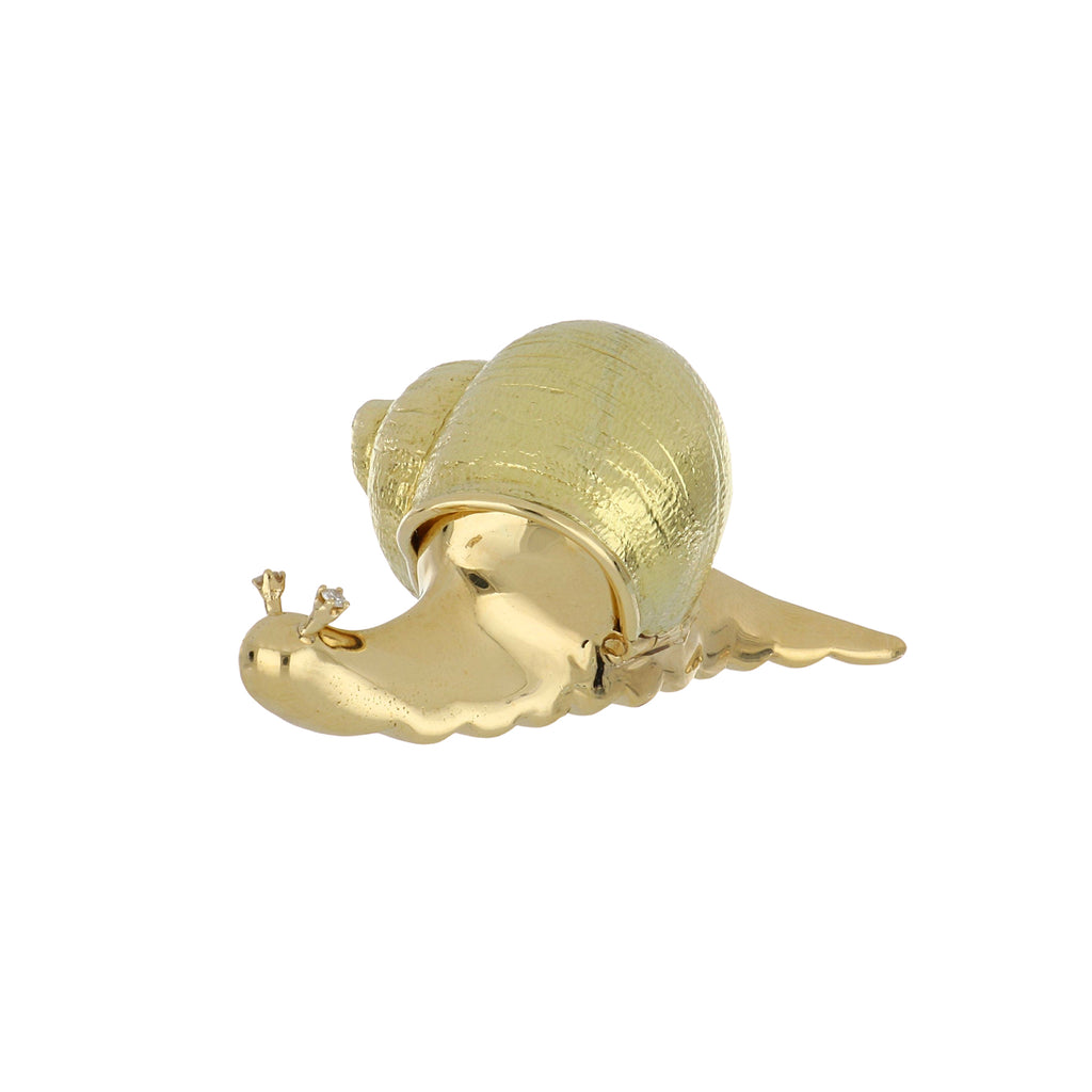 Mid-Century David Webb 18K Gold Snail Pill Box with Diamonds ...