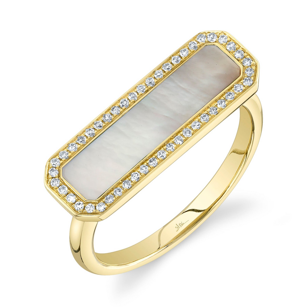 Shy Creation 14K Gold Mother-Of-Pearl Bar Ring – Tenenbaum Jewelers