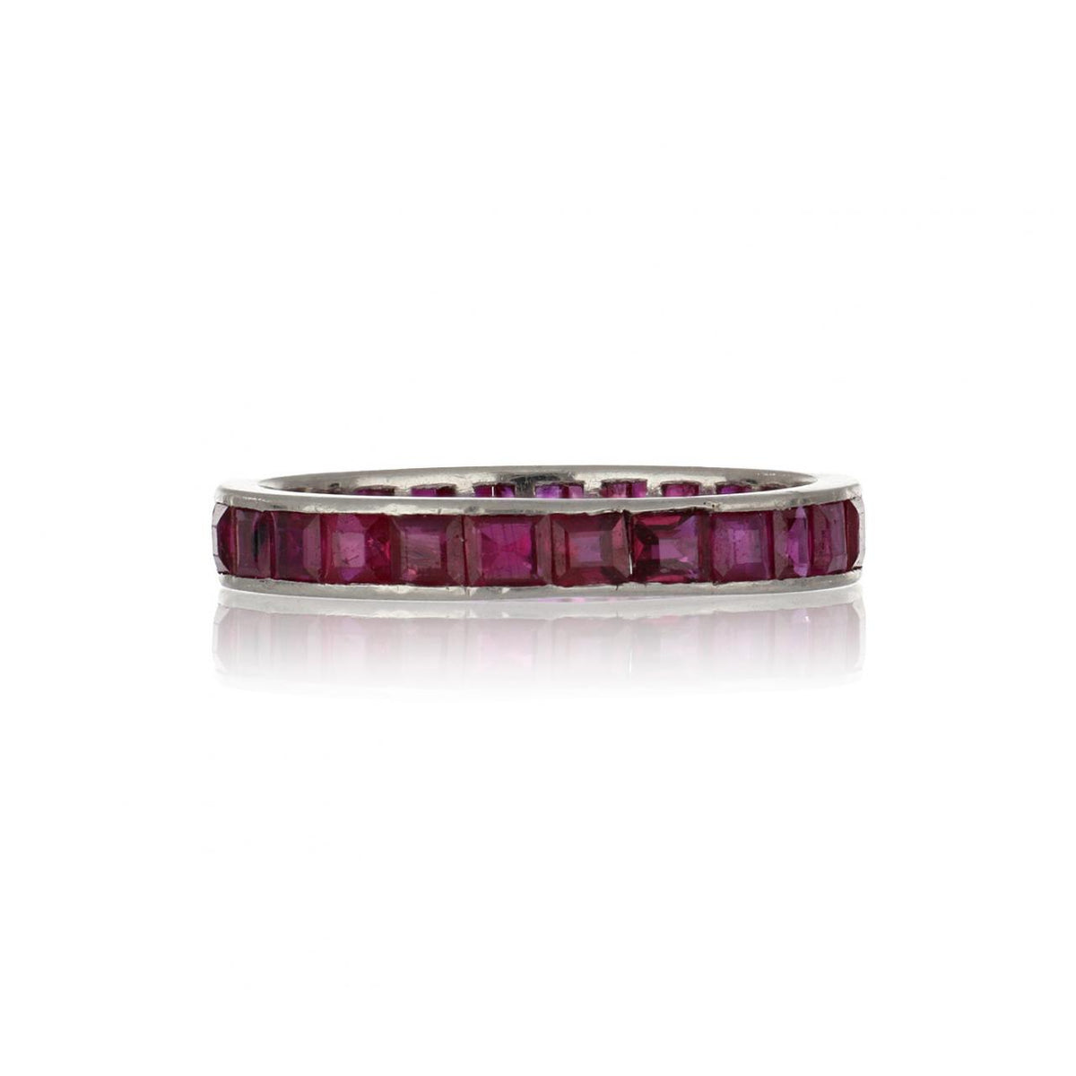 Art Deco Platinum Channel-Set Square-Cut Ruby Eternity Band – Tenenbaum ...
