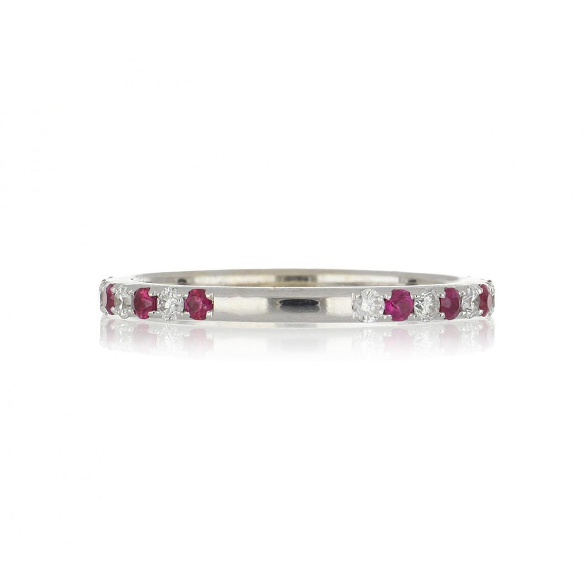 Estate 18K White Gold Alternating Ruby and Diamond Band – Tenenbaum ...